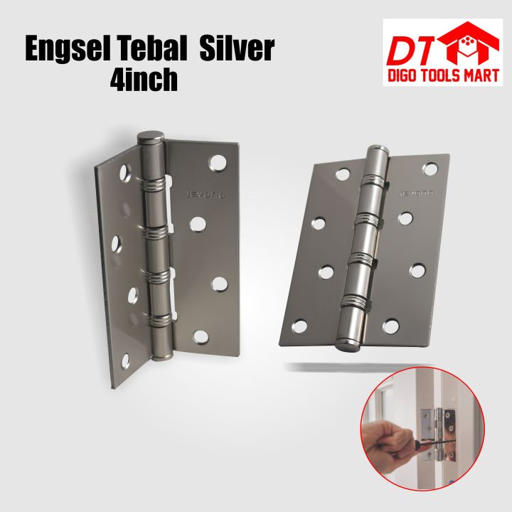 Engsel Tebal Pintu Jendela Silver Perak 4 Inci Sepasang | Lazada Indonesia