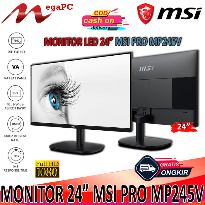 Monitor LED 24" Inch MSI PRO MP245V Flat FHD VA 100Hz 1ms HDMI VGA | Lazada Indonesia