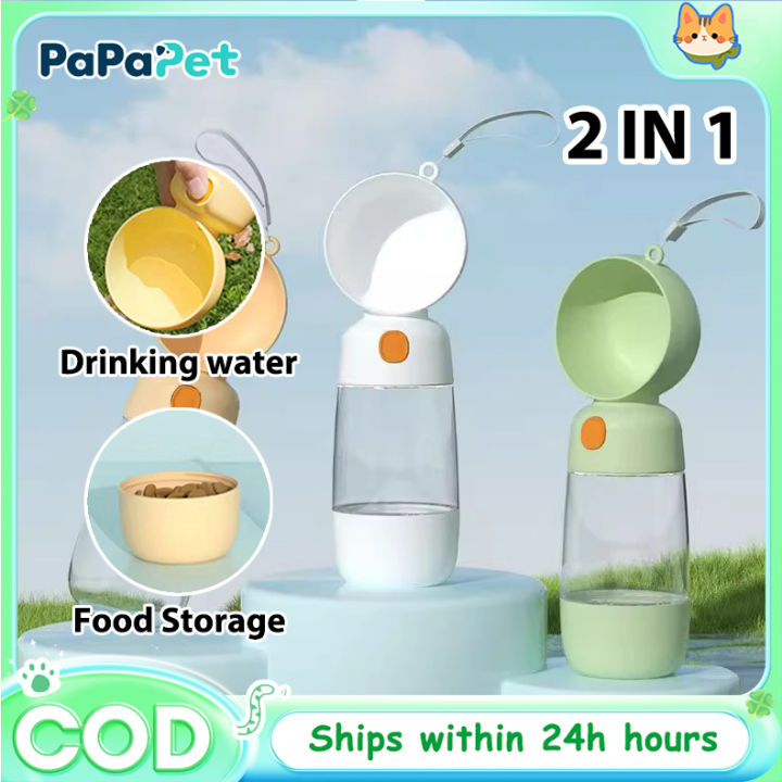 Pet Water Bottle 2IN1 Convenient Outdoor Dog Kettle Feeding Bowl Cat ...