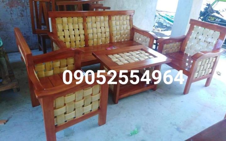 PURE MAHOGANY / ACACIA WOODEN SALA SET ( Weaved Design) | Lazada PH