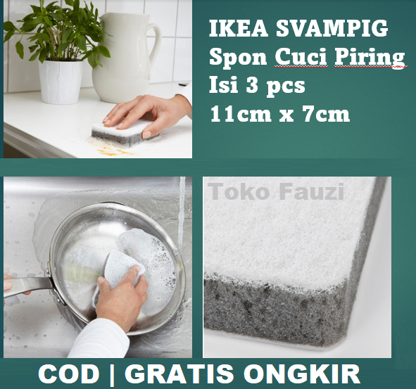 Spon Cuci Piring / Busa Cuci Piring IKEA Svampig isi 3pcs | Lazada ...