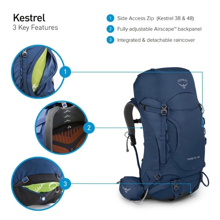Osprey Kestrel 38 L for Men กระเป๋าเป้เดินป่า ขนาด 38 ลิตร สำหรับผู้ชาย ...