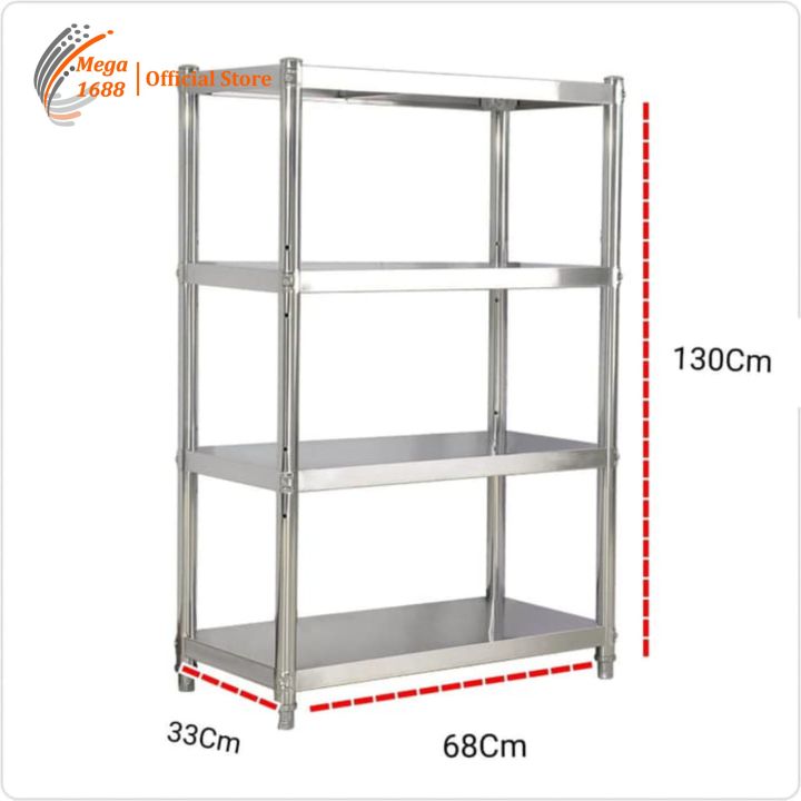 Mega1688 Rak Dapur Portable Stainless Steel 4 Susun MG826 | Lazada ...