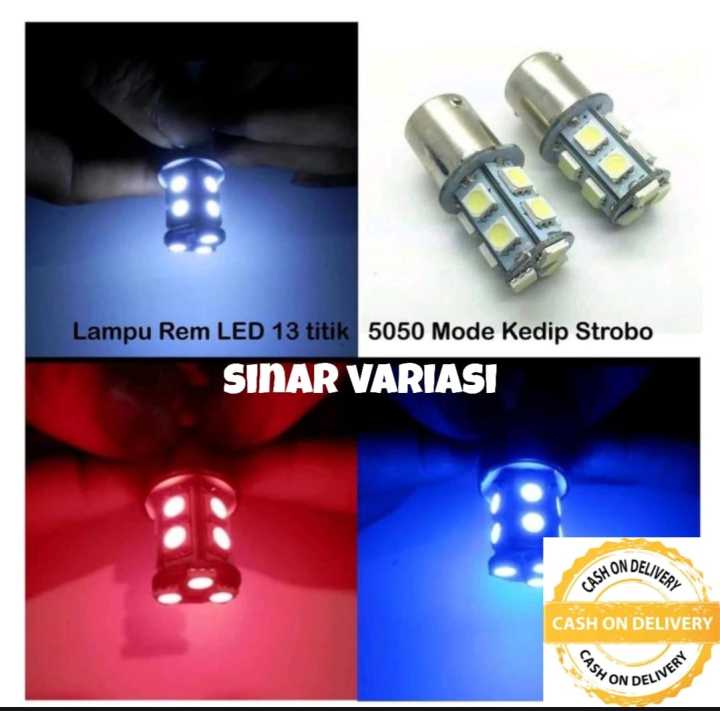 Lampu stop Lampu Rem belakang 13 LED kedip kaki 2 bayonet motor mobil ...