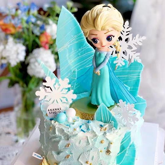 Elsa Figurine Frozen Cake Topper (Black Based) DIY Happy Birthday Cake ...