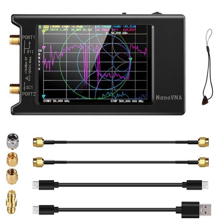 NanoVNA-H Vector Network Antenna Analyzer 10KHz-1.5GHz MF HF VHF UHF with Shell SD Card Slot ...