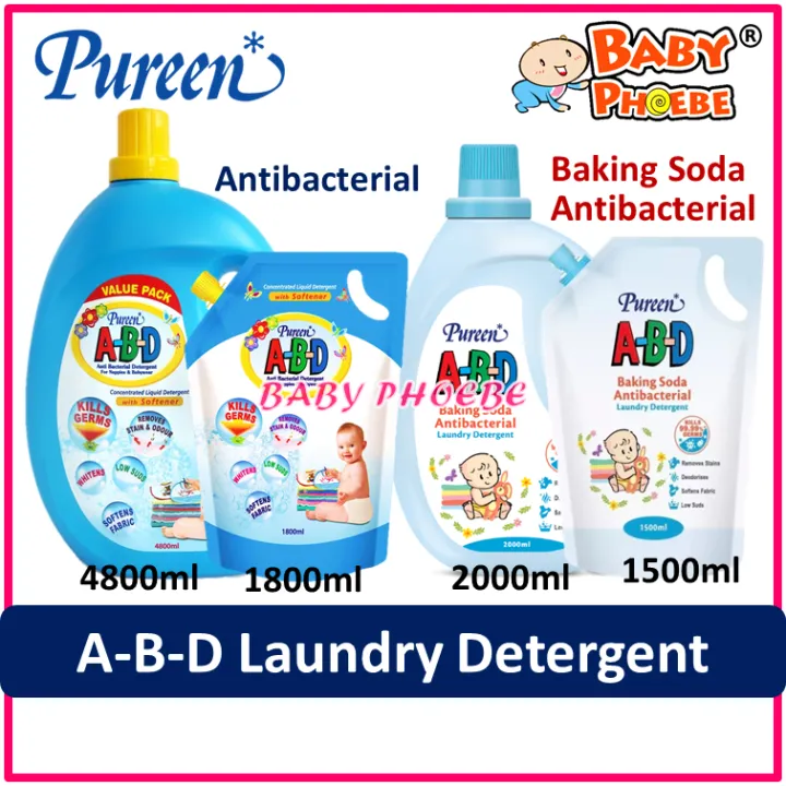Pureen ABD Anti Bacterial Laundry Detergent 1800ml/4800ml - Baking Soda ...