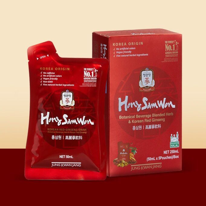 Jung Kwan Jang Korea Red Ginseng Hong Sam Won Halal 正官庄高丽红参元饮- 50ml x 5 ...