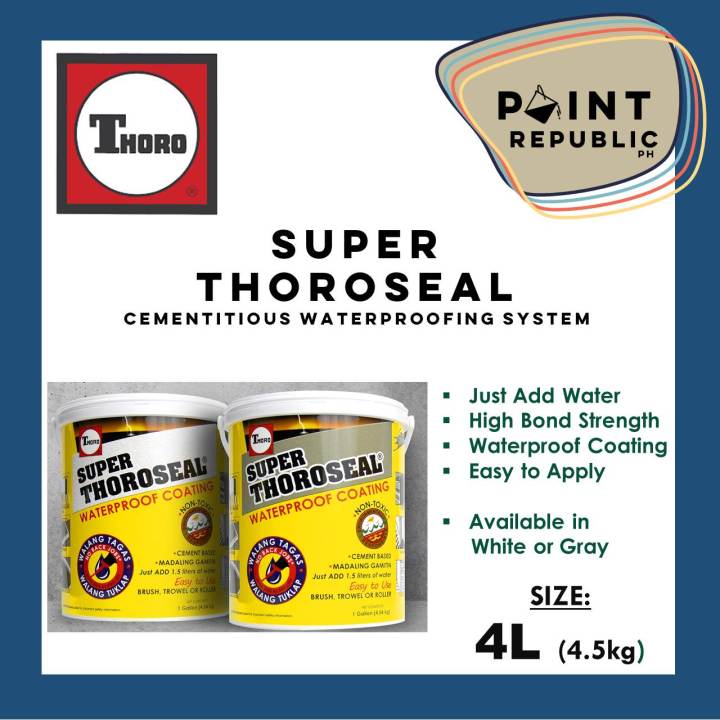 Super Thoroseal Cementitious Waterproofing in Gray or White 4.54kg ...