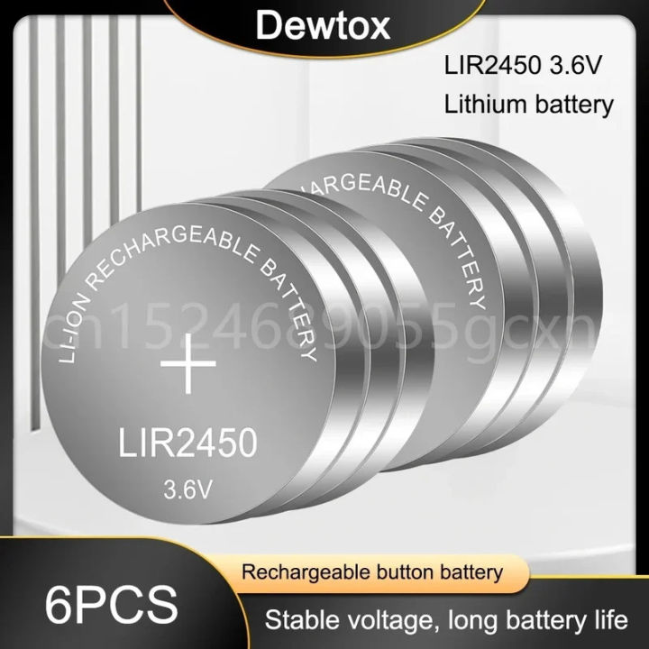 Button Cells Li-ion Rechargeable Battery LIR2450 3.6V Lithium Coin Cell ...