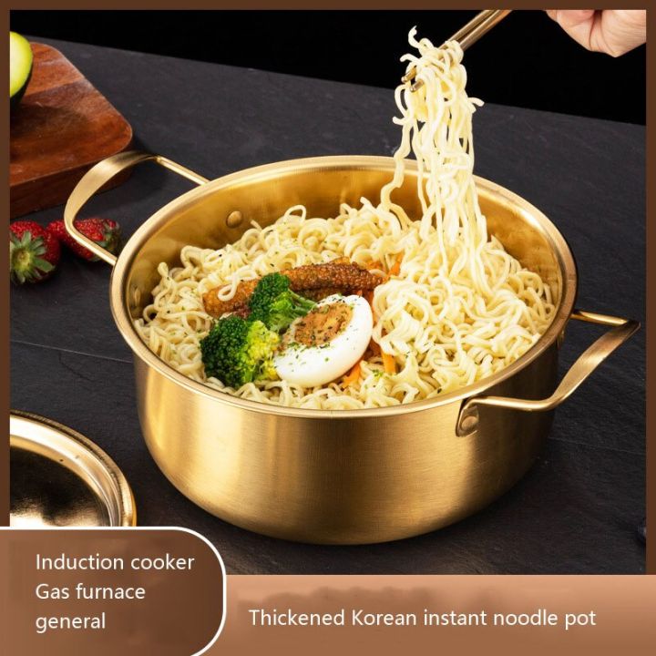 Stainless Steel Korean Instant Noodle Pot Thickened Golden Binaural ...