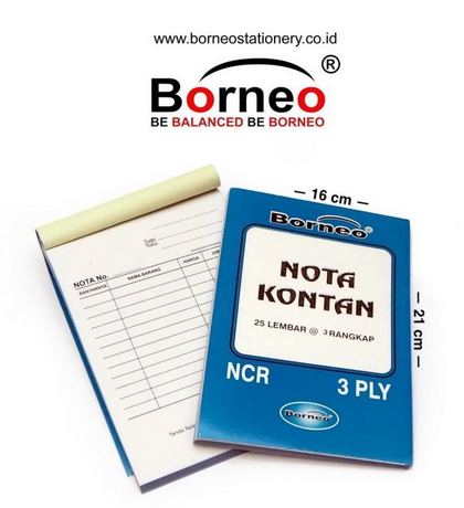 NOTA KONTAN BESAR 3 PLY NCR B3 BORNEO ISI 25 LEMBAR ukuran 16cm x 12 cm ...