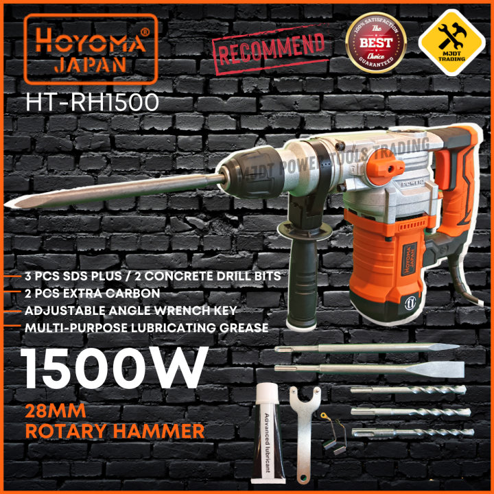 HOYOMA JAPAN ORIGINAL ROTARY HAMMER 1500W (28MM) ((HT-RH1500) (CHIPPING ...