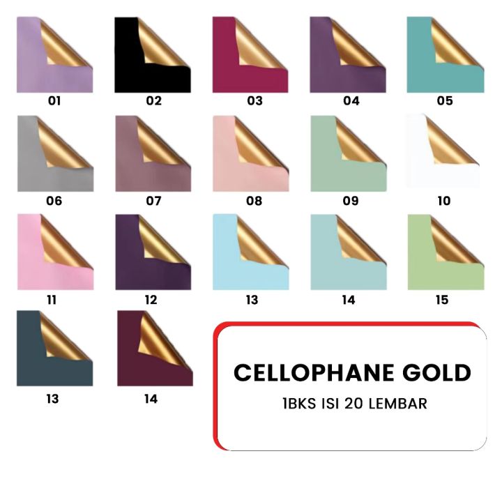 [20 Lembar] Kertas Buket Bunga Warna Emas / Kertas Cellophane Emas ...