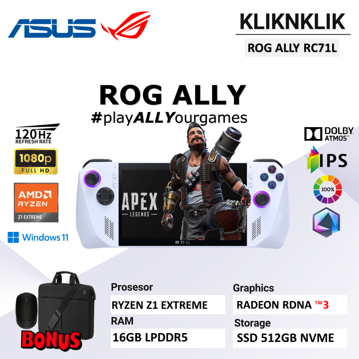 ROG ALLY RC71L Z1 EXTREME RAM 16GB 512GB NVME IPS 120HZ Game Konsol ...