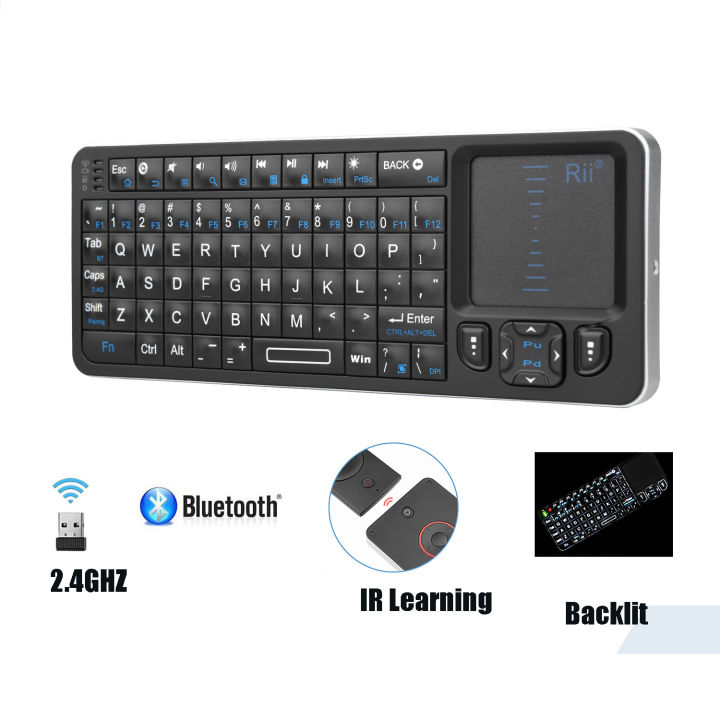 Rii K06 Mini Bluetooth Keyboard,Backlit 2.4GHz Wireless Keyboard with ...