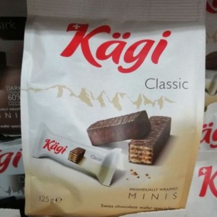 Kagi swiss chocolate wafers available in classic and dark minis 50g ...