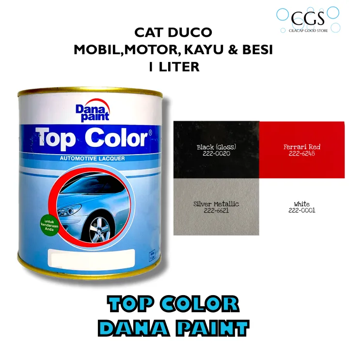 Cat Duco TOP COLOR 1 Liter PUTIH / HITAM / SILVER / BIRU / MERAH / ABU ...