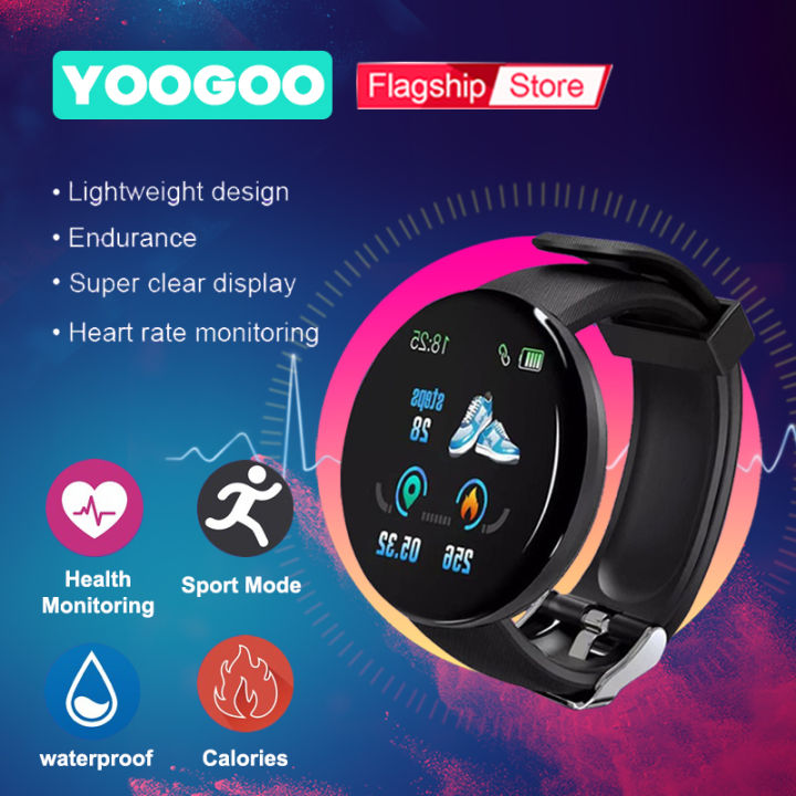 YOOGOO D18 Smart Watch Men Waterproof Smartwatch Women Kids Blood ...