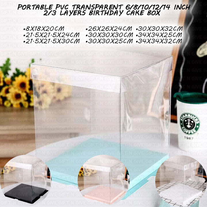 Portable PVC Transparent 6/8/10 Inch 2/3 Layers Birthday Cake Box For ...