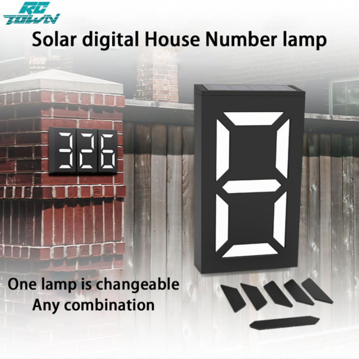 Solar Led House Number Sign Wall Mounted Rgb Digital Address Numbers ...