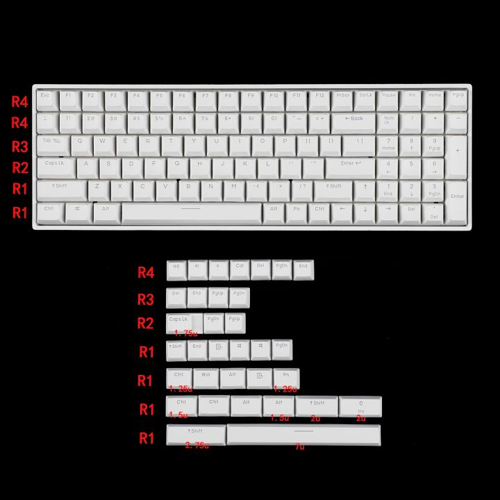 133 RSA Ball Shape White Thick PBT Double Shot Shine Through Backlit ...