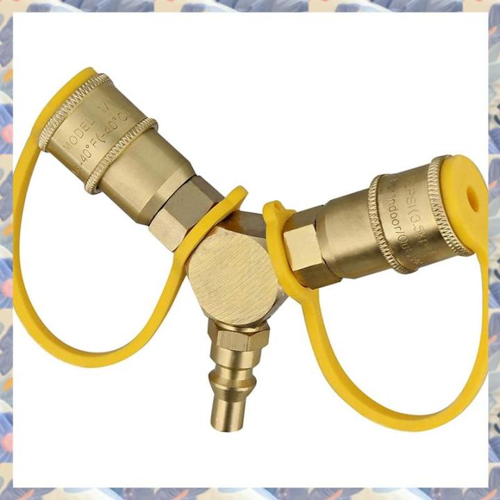 (JFTU) 1/4in Propane Tank Adapters LP Gas Line Splitter 2 Way Hose Tee ...