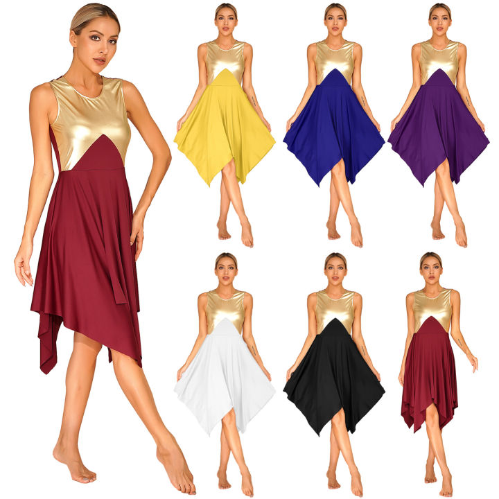 iiniim Womens Choir Lyrical Dance Dress Church Worship Costume Metallic ...