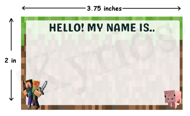 MINECRAFT Themed Sticker Name Tags for Birthday Parties & Other Themed ...