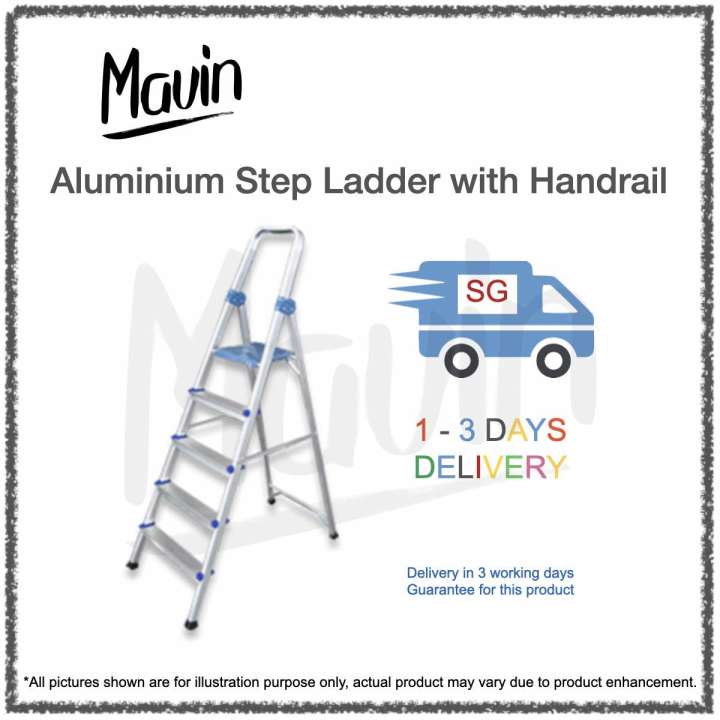 【8 Steps】Aluminium Step Ladder with Handrail, Family Ladder 8 Steps ...
