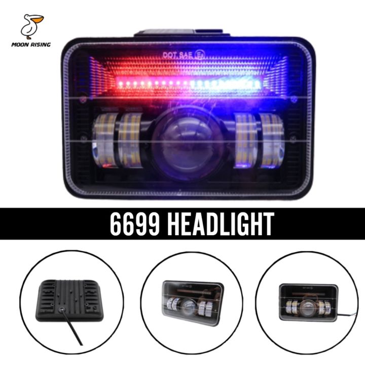 UNIVERSAL MODIFIED MOTORCYCLE LED HEADLIGHT WITH RED BLUE BLINKER LIGHT ...