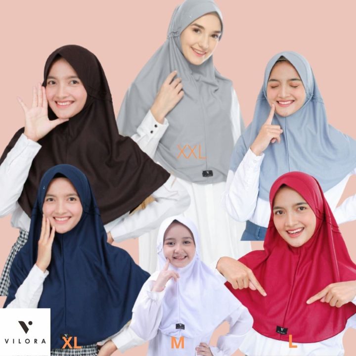 JILBAB SEKOLAH VILORA WARNA DUSTY PINK ,UNGU MUDA ,ORANGE,COKSU,PINK ...