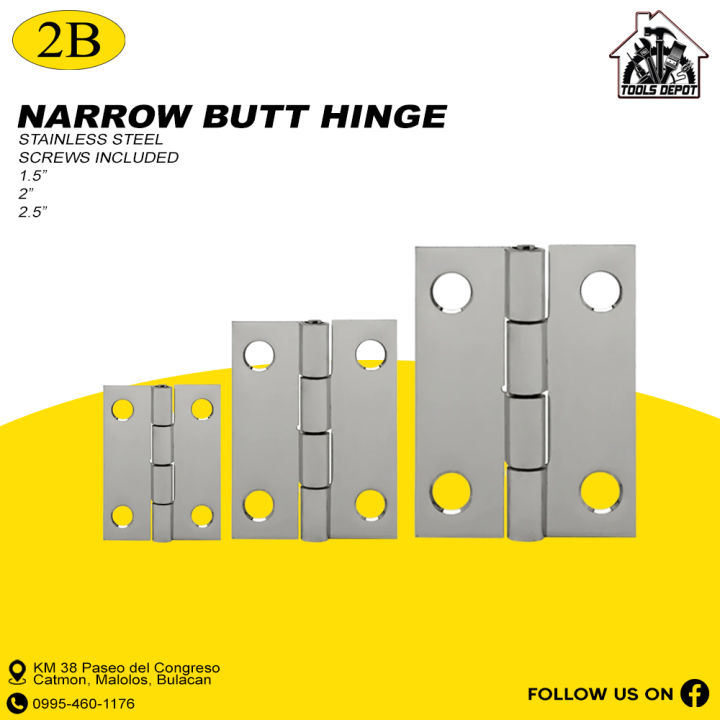 2B PREMIUM QUALITY STAINLESS NARROW BUTT HINGES | Lazada PH