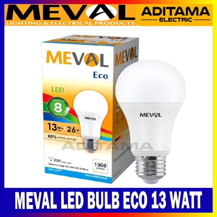 MEVAL LED BULB ECO 13 WATT WHITE/ LAMPU LED MEVAL ECO 13 WATT PUTIH ...