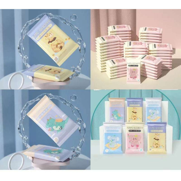 10pcs Per Pack Baby Wipes Outdoor Mini Wipes Alcohol Fr-ee Disinfection ...