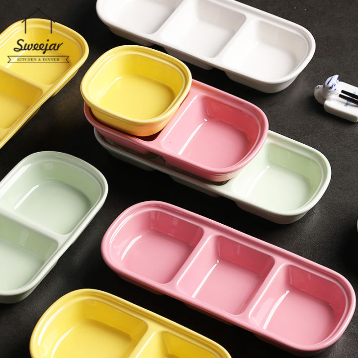 SWEEJAR Ceramic Dipping Saucer Multicolor Side Dish Mini Plate 1/2/3 ...