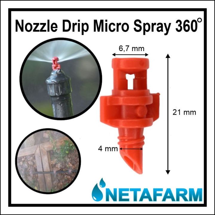 Nozzle Drip Micro Jet Spray Irigasi Hidroponik Sudut 360⁰ Merah (10 pcs ...