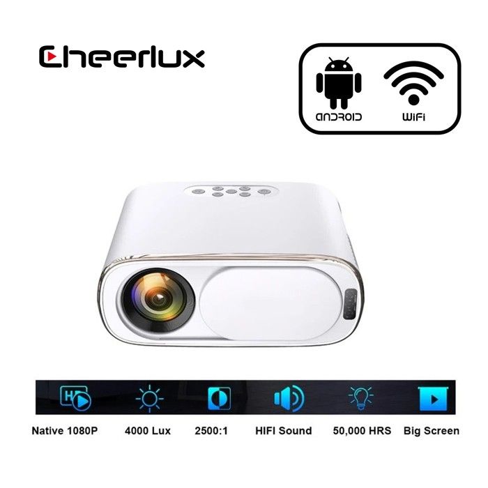 Cheerlux C16 Android WiFi Smart Projector AutoFocus AI 100MP FHD 4000 ...