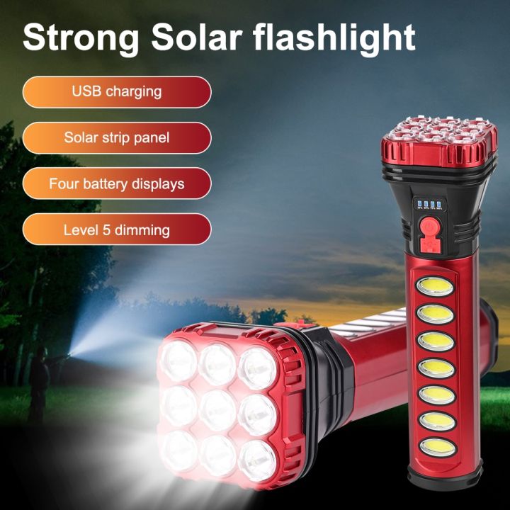 USB/Solar Flashlight Built-in Battery torch light powerful japan ...