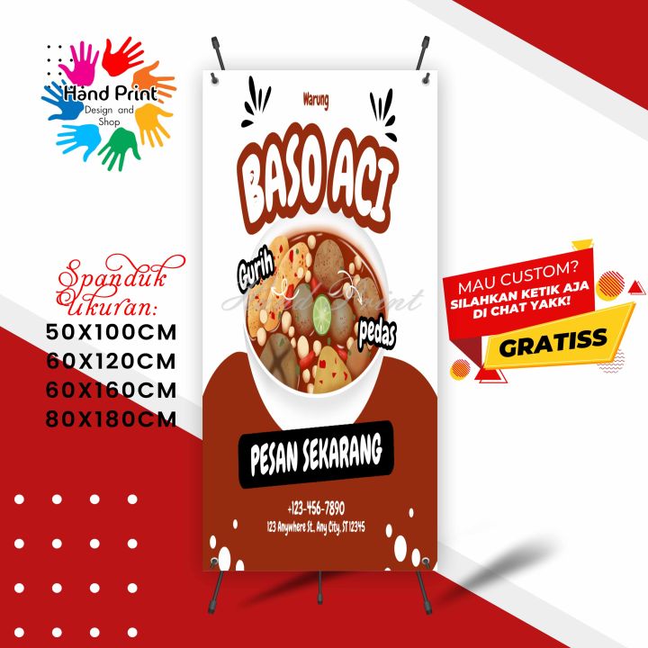 Cetak Spanduk Banner Jualan Bakso Aci Cilok Kuah MMT Spanduk Custom ...