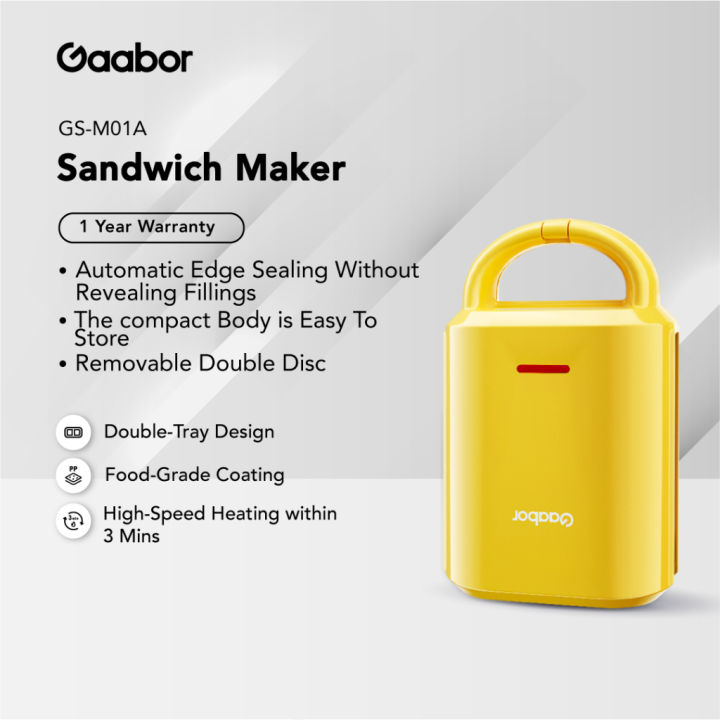 ♠Gaabor Sandwich Machine Maker Super Compact Removable Plates Rapid ...