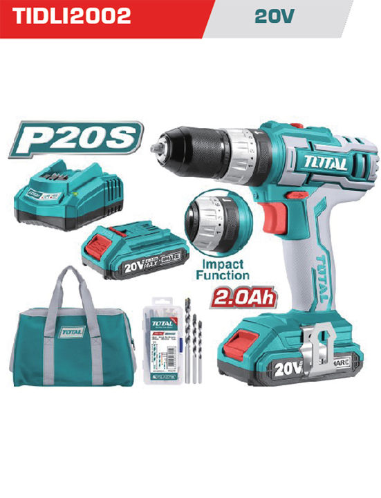 TOTAL สว่านไขควงกระแทก20V.3/8 ปรับซ้าย-ขวา #TIDLI2002 | Lazada.co.th