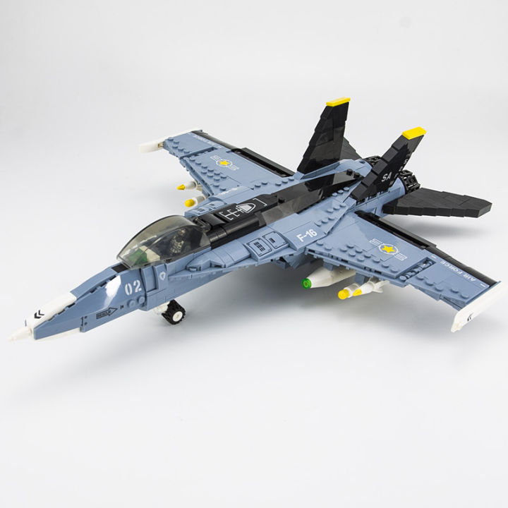 Military Series Compatible Legao Blocks MOC Aircraft F16 Jet Fighter ...