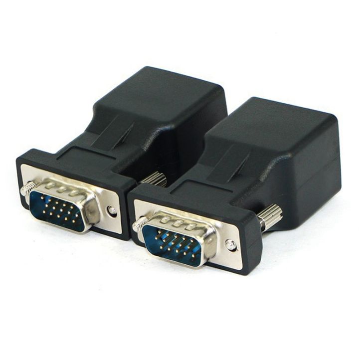 2 Pack VGA Extender Male to RJ45 CAT5 CAT6 20M Network Cable Adapter ...