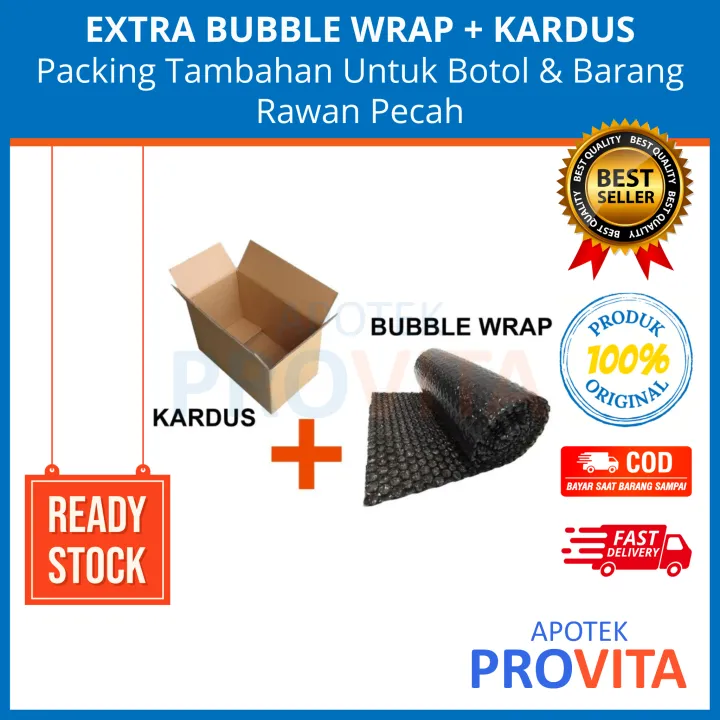 EXTRA BUBBLE WRAP + KARDUS - Packing Tambahan Botol Barang Rawan Pecah ...