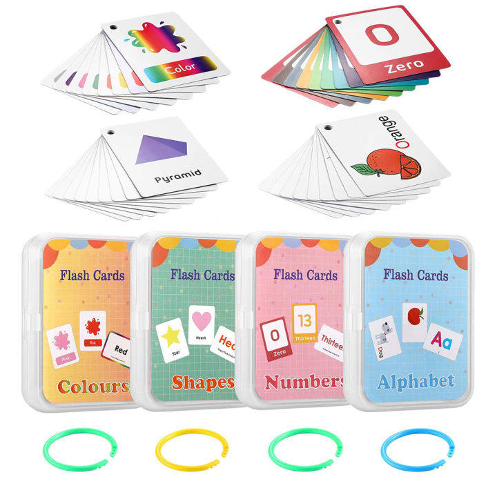 4 Set Flash Cards Kids Early Learning Numbers Alphabets Colors and ...