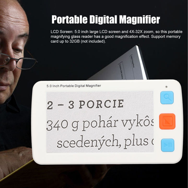 Portable Digital Magnifier 5.0 Inch LCD Screen Electronic Reading Aids ...