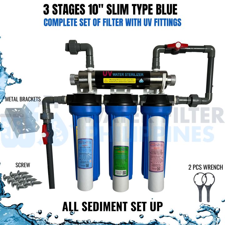 Water Filter 3 Stages 10" Slim Type Complete Set up With 2 GPM With ...