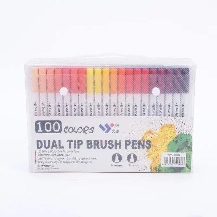 24/36/100 Colors Dual Tip Brush Pens Art Markers Set Flexible Brush ...