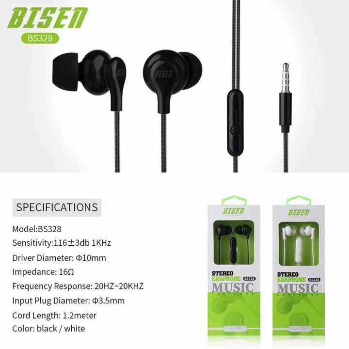 BISEN BS-328 In-Ear 3.5mm Powerful Sounds Headset Remote Contro ...